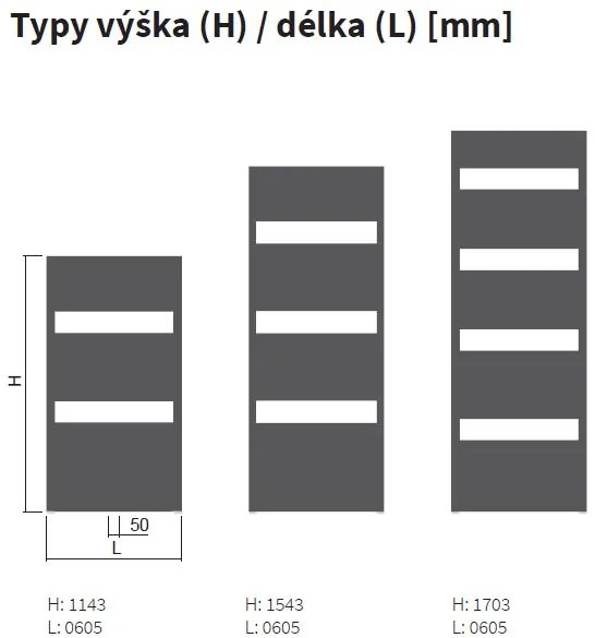 Isan Carme 1703 x 605 mm koupelnový radiátor bílý