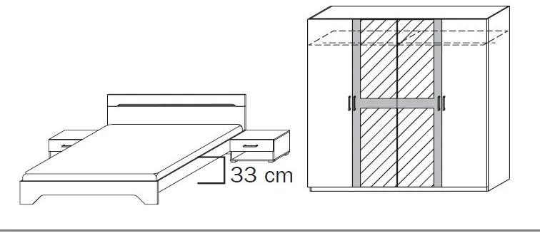 Sestava ložnice Rubi, dub san remo/šedá