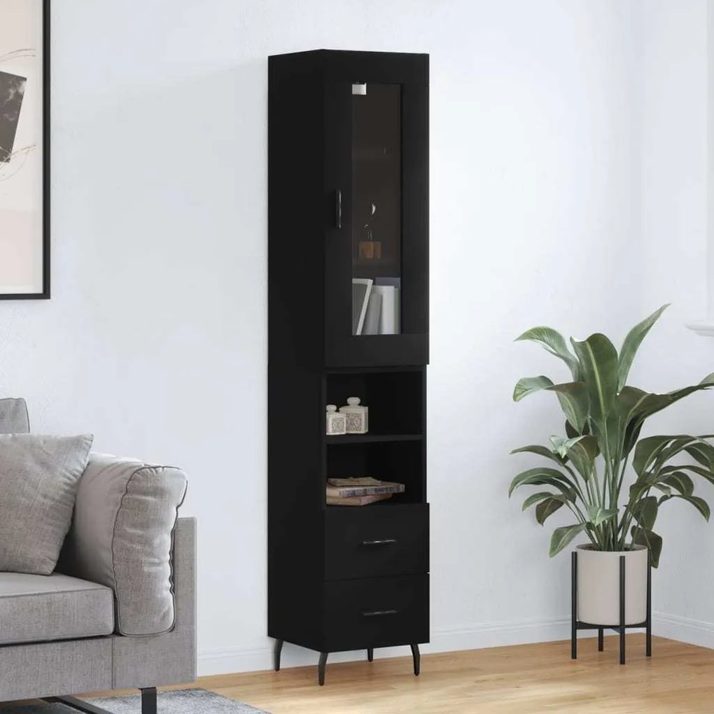 vidaXL Skříň highboard 34,5 x 34 x 180 cm kompozitní dřevo [3199314] Barva: Černá