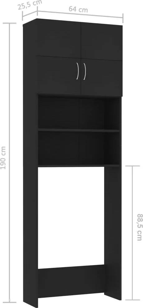 vidaXL Skříňka nad pračku 64 x 25,5 x 190 cm dřevotříska [800035] Barva: bílá s vysokým leskem