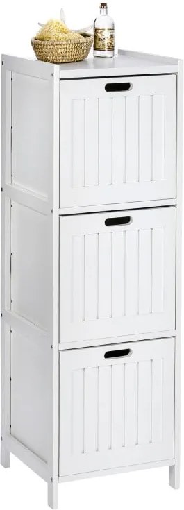 Bílá dřevěná skříňka do koupelny se 3 šuplíky Wenko Oslo