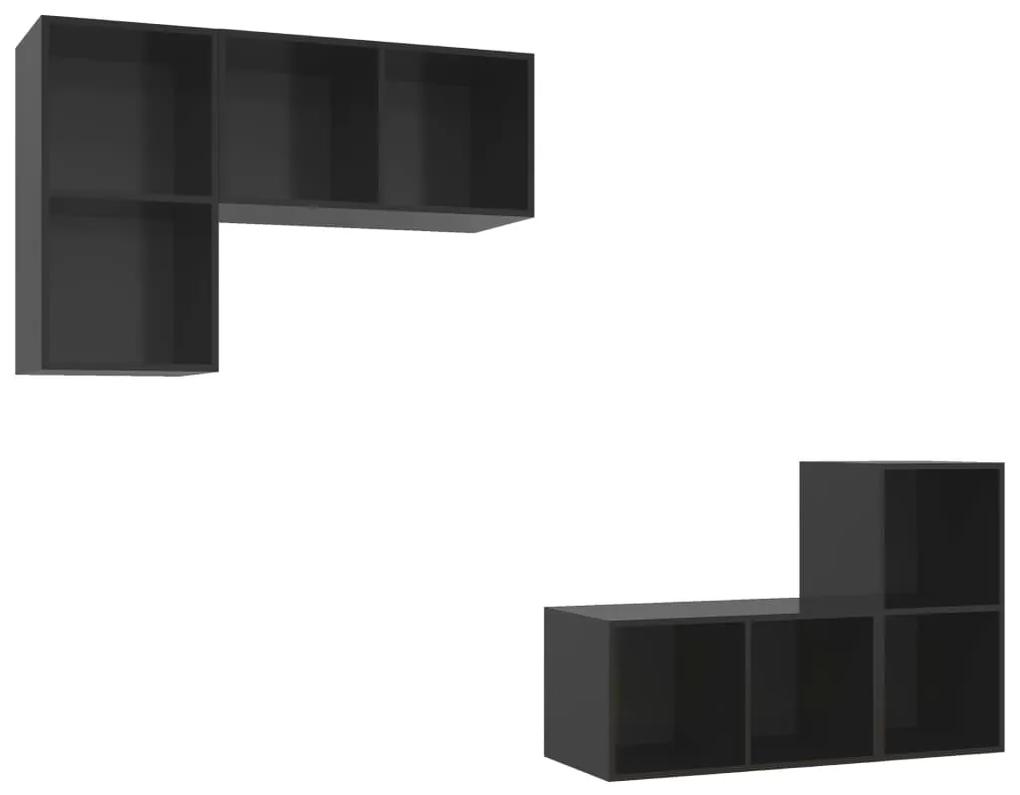 vidaXL Nástěnné TV skříňky 4ks černé s vysokým leskem kompozitní dřevo