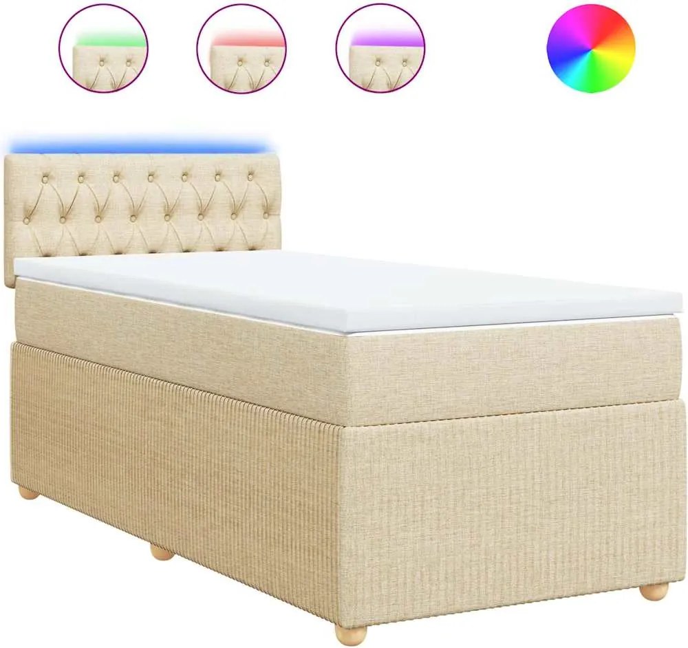 Box spring postel s matrací krémová 80 x 200 cm textil 3289595