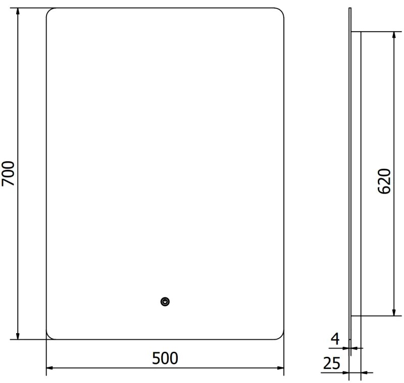 Mexen Sun, LED koupelnové zrcadlo s podsvícením 50 x 70 cm, 6000K, ochrana proti zamlžování, 9807-050-070-611-00
