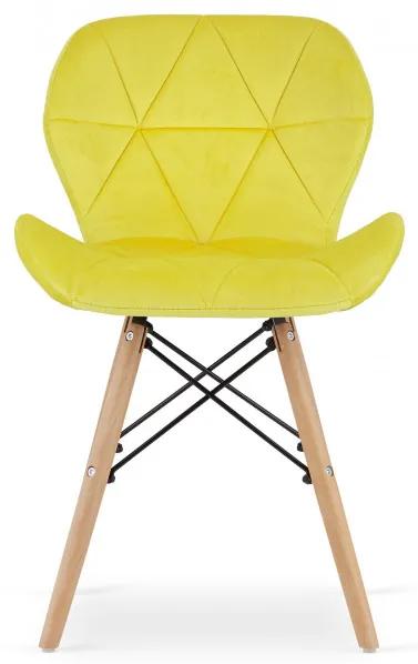 Jídelní židle LAGO žlutá (hnědé nohy)
