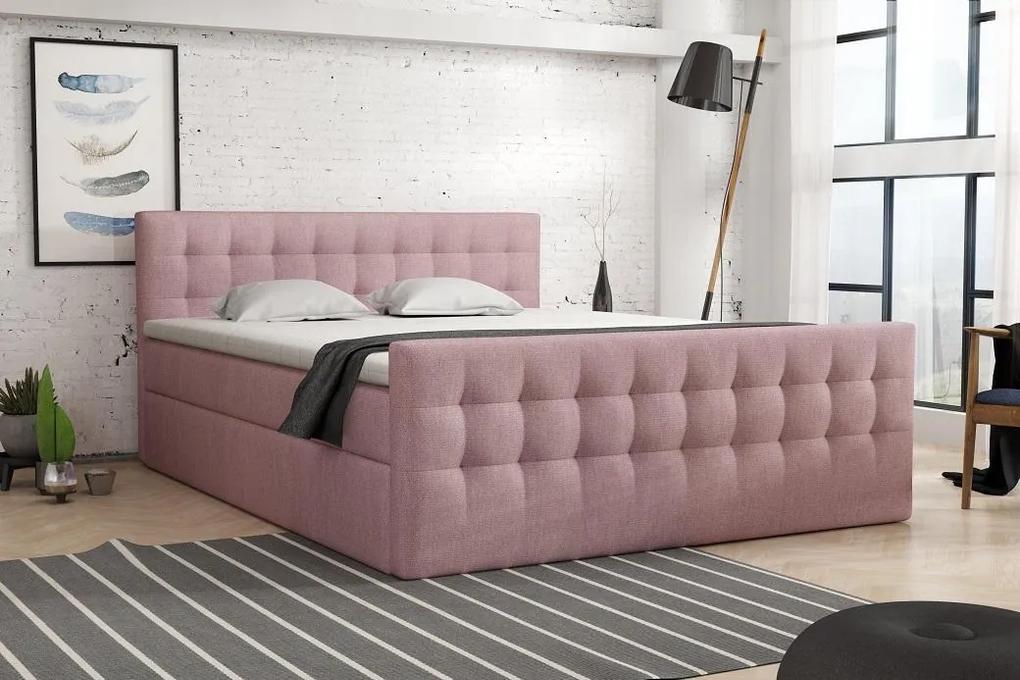 ZETKA MIDAS 160x200 moderní kontinentální postel boxspring růžová 162 x 92 x 216 cm