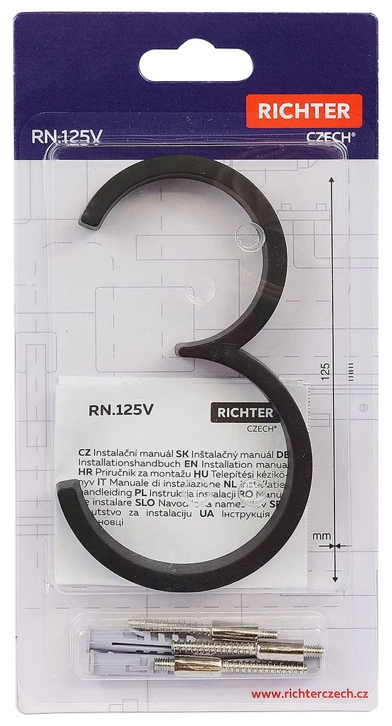 Richter RN.125V.3.CE číslo "3" černé Černá