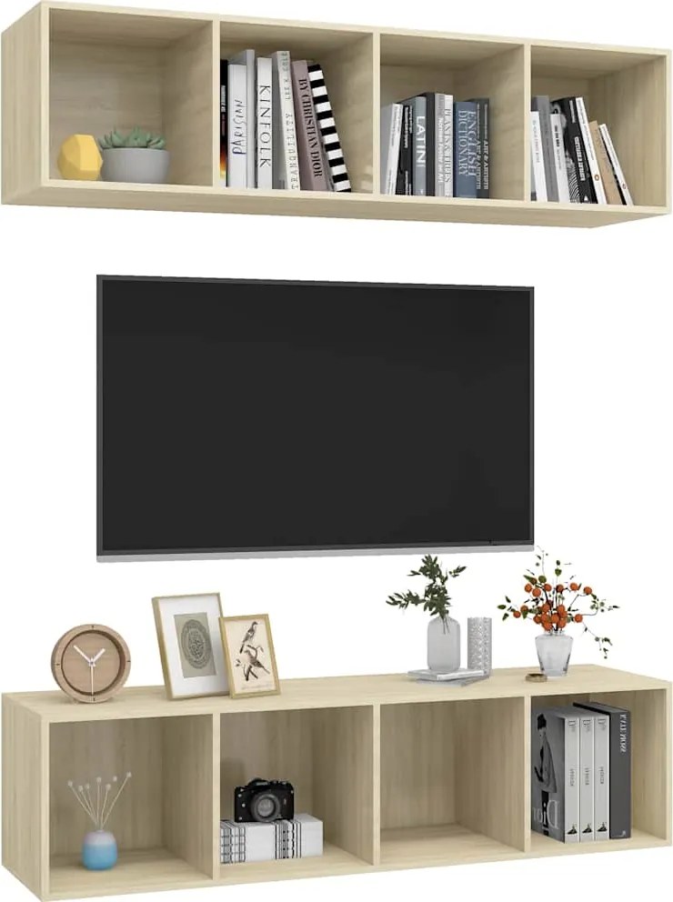 Nástěnné TV skříňky 2 ks dub sonoma kompozitní dřevo 3079784