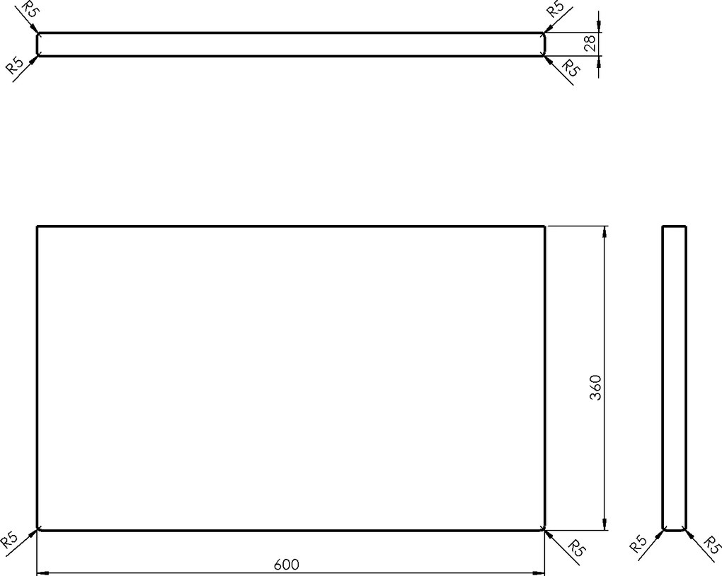 Sapho WOODY deska 600 x 28 x 360 mm masiv přírodní dub WD066-70