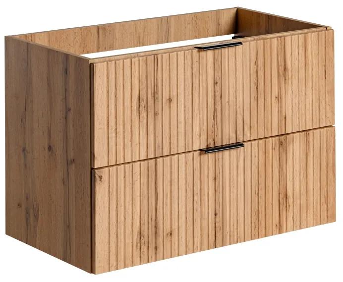 COMAD Závěsná skříňka s umyvadlem - ADEL 82-80 oak, šířka 80 cm, dub votan/matná šedá