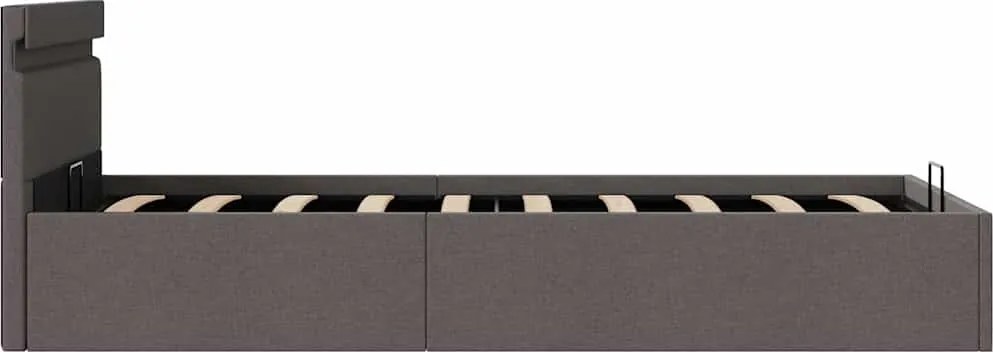 Rám postele s úložným prostorem LED tmavě šedý textil 90x200 cm 285600