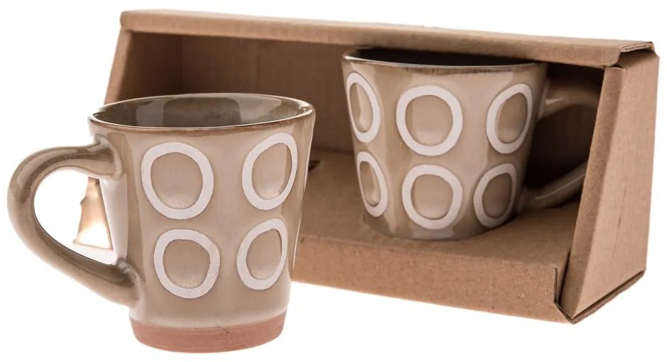 Světle hnědé keramické hrnky v sadě 2 ks na espresso 100 ml Rings – Dakls