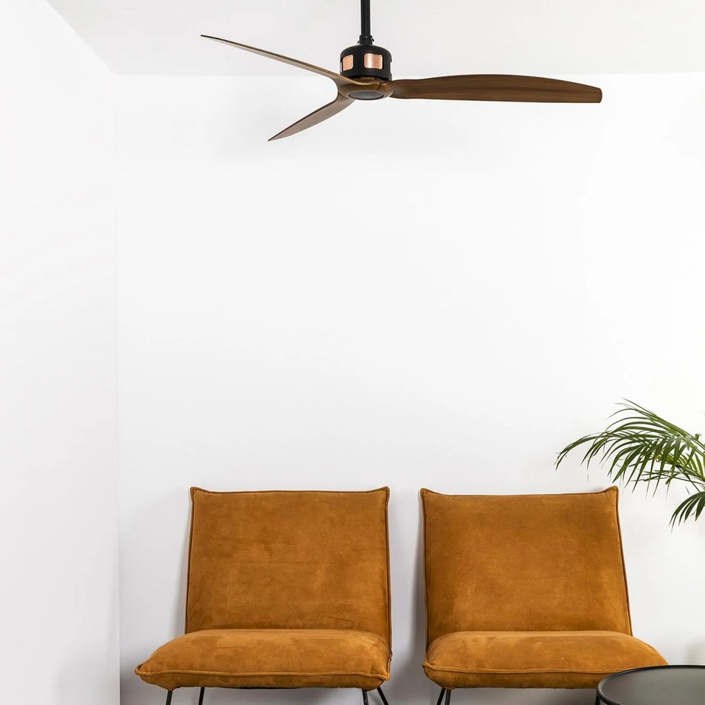 FARO 33451 COPPER FAN M, černá/dřevo, stropní ventilátor - FARO