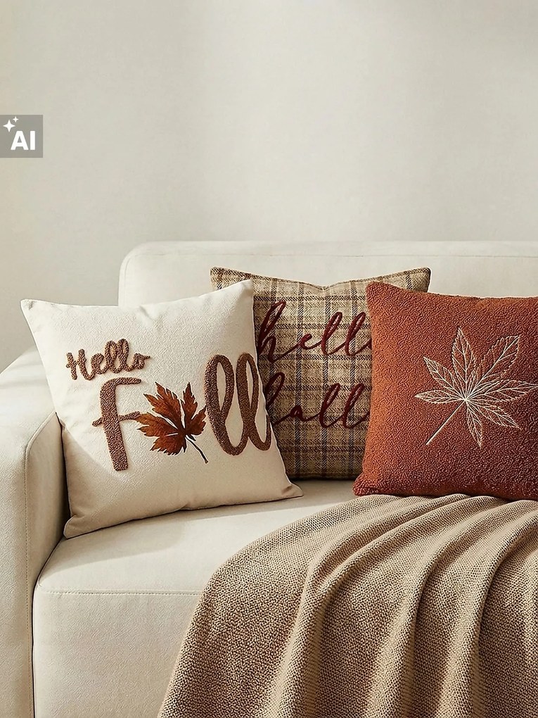 Sinsay - Dekorační povlak na polštář s nápisem „Hello Fall“ - hnědá