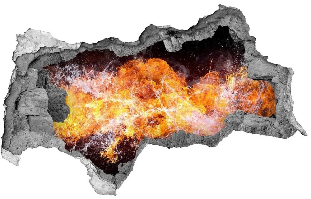 Wallmuralia Díra 3D fototapeta nálepka Oheň voda 95x73 cm