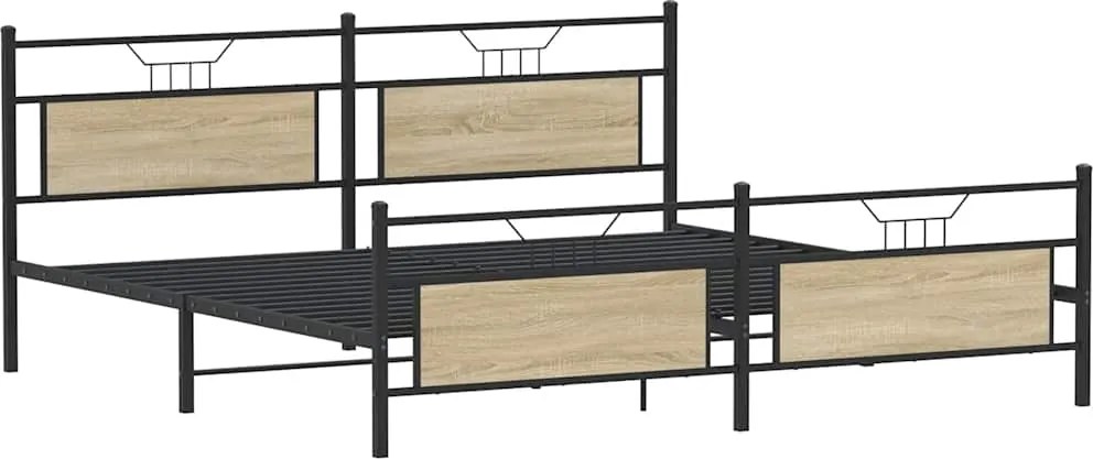 Kovový rám postele bez matrace dub sonoma 193 x 203 cm 3325100
