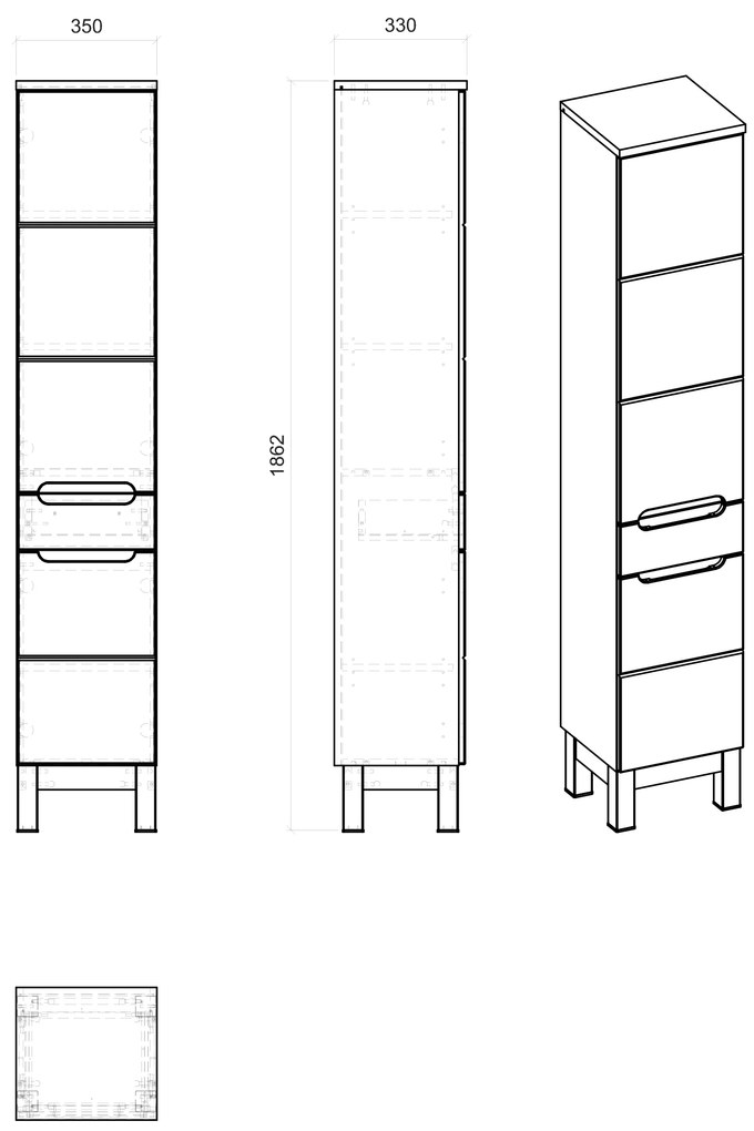 Koupelnová stojící skříňka BALI bílá - vysoká