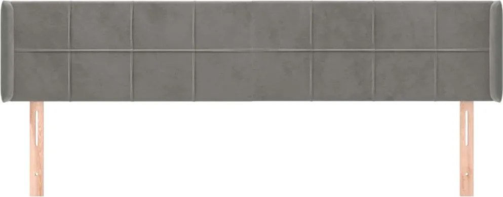 Čelo postele typu ušák světle šedé 163x16x78/88 cm samet 3118822