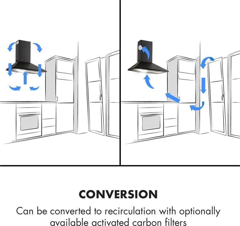 Klarstein Zugspitze 60, digestoř, 60 cm, nástěnná, 310 m³/h, LED, černá