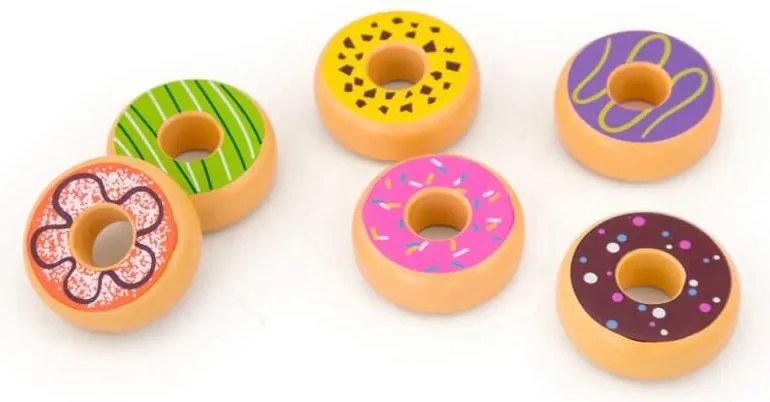 Dětská dřevěná hračka Viga sada 6 dřevěných donutů