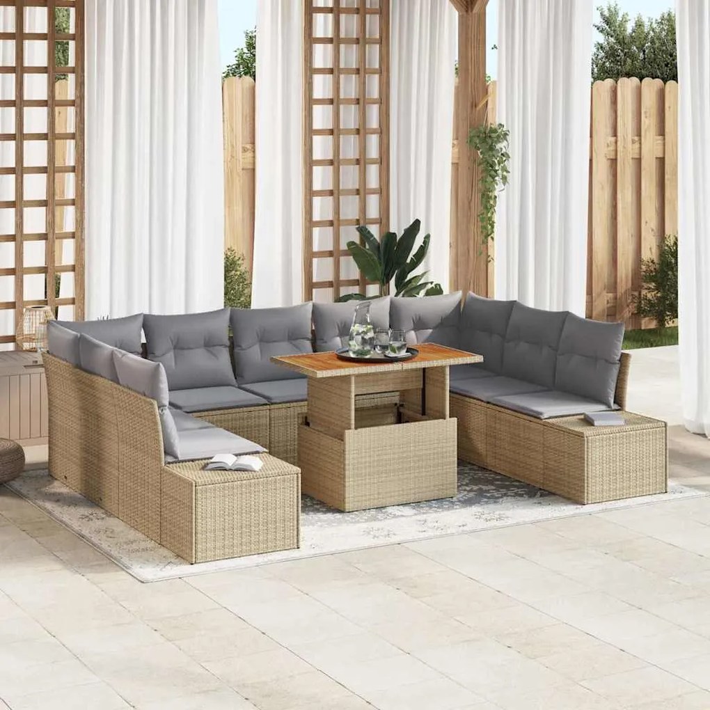 Sada zahradních pohovek 10 ks Beige a šedá 3350007