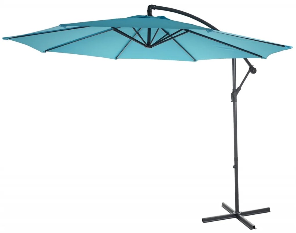 Slunečník Acerra Ø 3m polyester/ocel - tyrkysově-modrý bez stojanu