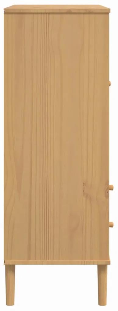 Skříňka SENJA ratanový vzhled hnědá 90 x 40 x 112 cm borovice,  358052