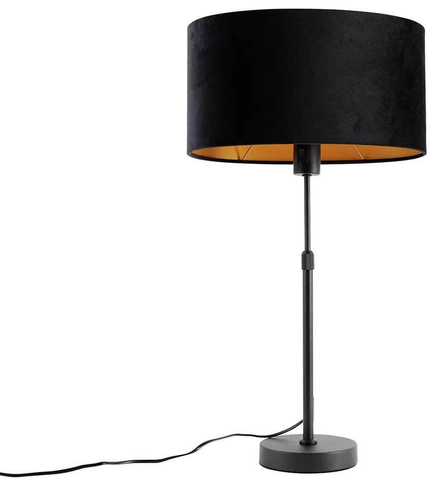 Stolní lampa černá s oválným sametovým stínítkem černým 35 cm - Parte Biano.cz