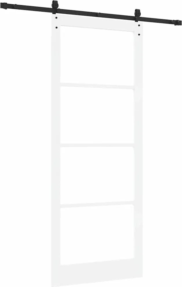 Posuvné dveře 93 x 232 cm Masivní borové dřevo a sklo Bílá 3332348