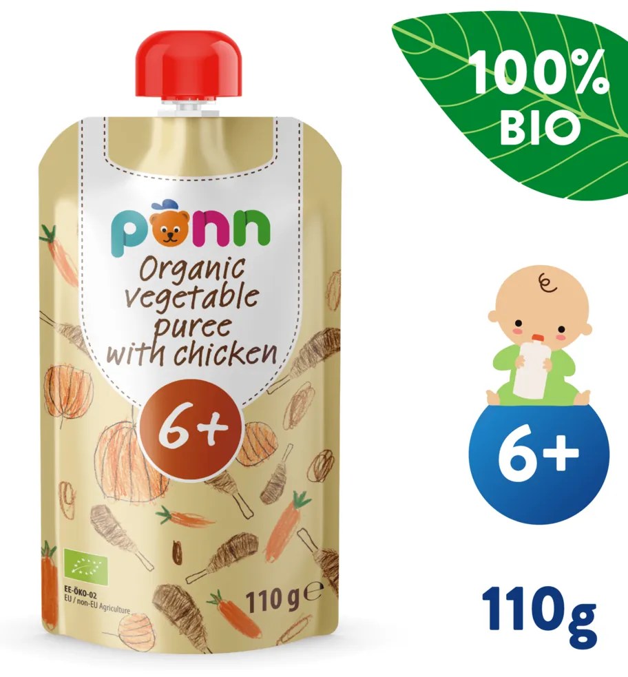 Salvest Ponn BIO Kuřátko se zeleninovým pyré (110 g)