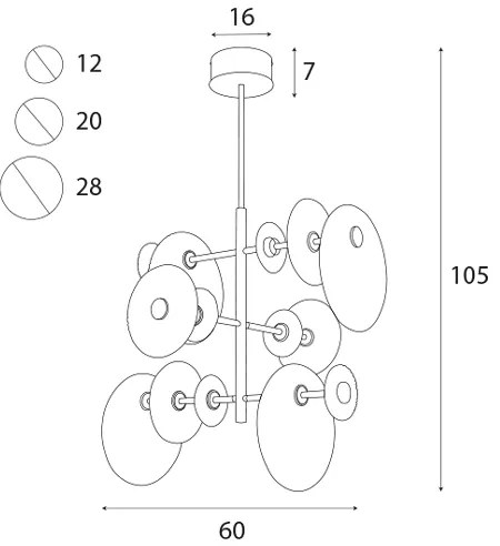 MAXLIGHT P0541 - LED Lustr na tyči ALLURE 14xLED/5W/230V pr. 60 cm zlatá