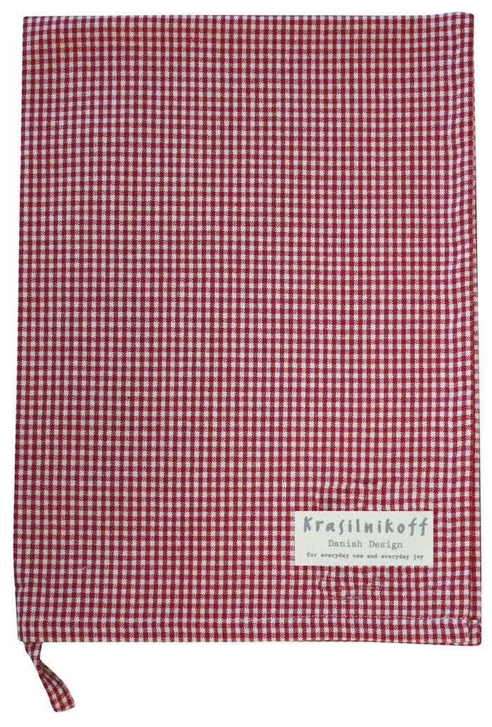 Krasilnikoff Bavlněná utěrka Checkered Small Red, červená barva, textil