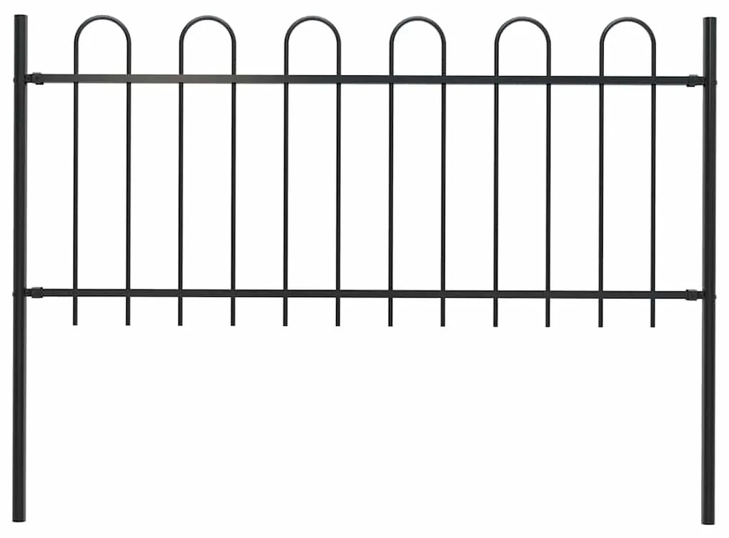 Zahradní plot s obloukem nahoře ocelový 181 x 100 cm černý