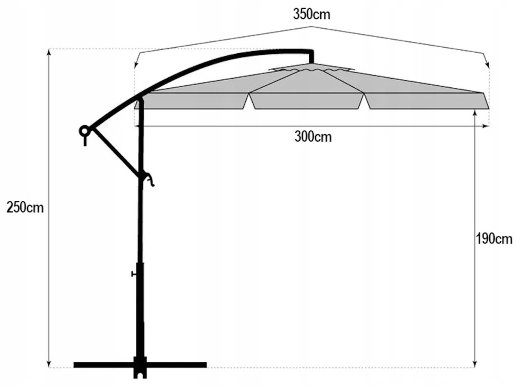 Zahradní skládací slunečník ARCADIA 300 cm, šedý