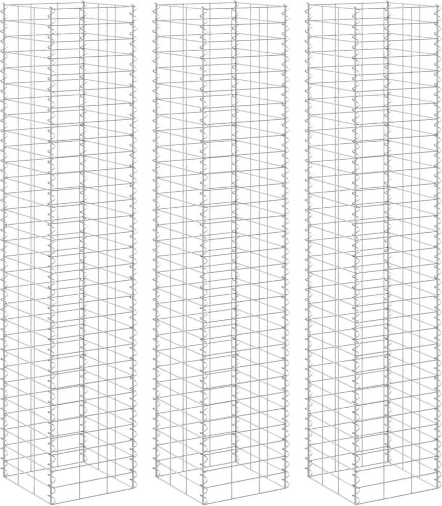 Gabionové vyvýšené záhony 3 ks 30 x 30 x 200 cm železo 151251