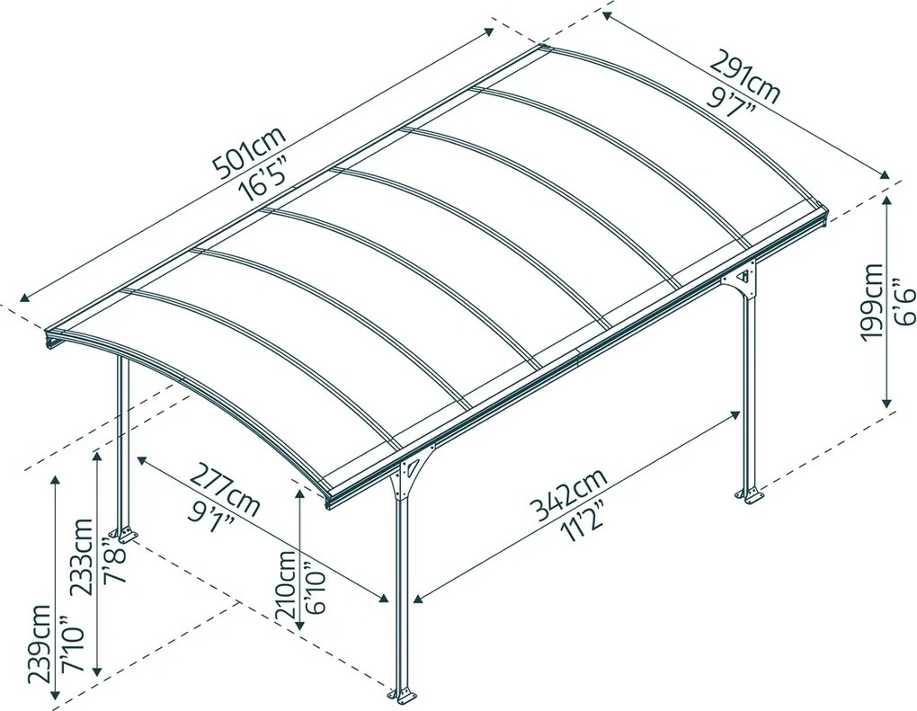 Palram - Canopia Vitoria 5000 - hliníkový přístřešek s obloukovou střechou