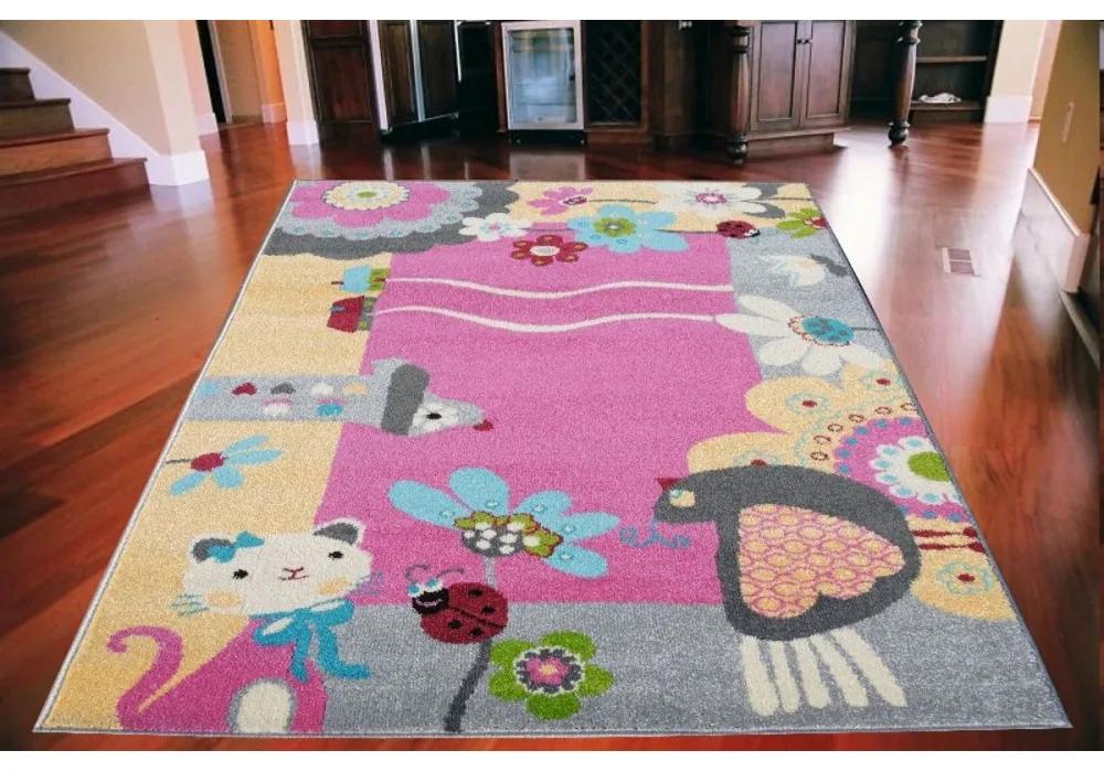 Dětský koberec Zvířátka TOP růžový, Velikosti 200x280cm | BIANO