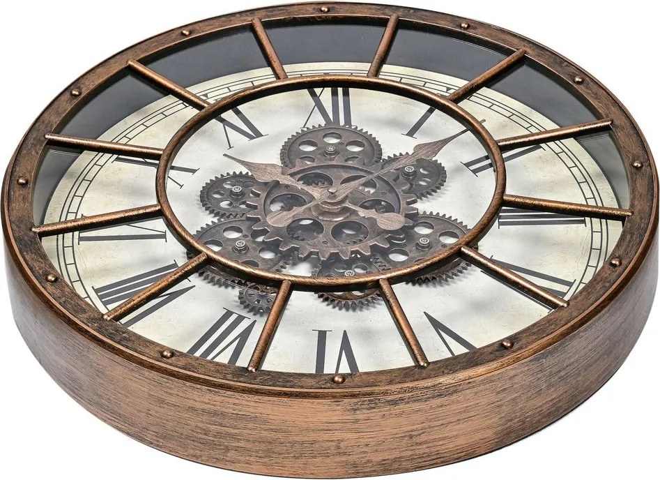 Designové nástěnné hodiny 45 cm s ozubenými koly s krásnou patinou