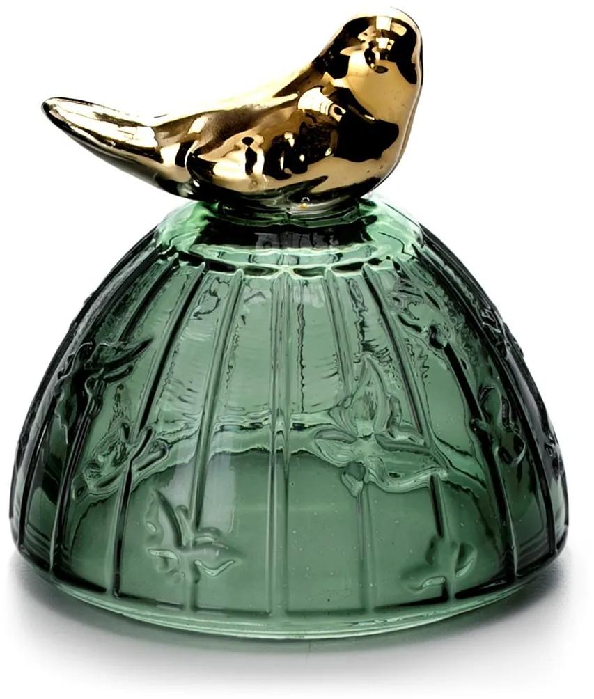 AmeliaHome Šperkovnice Finch lahvově zelená, velikost 9x9x15.8cm