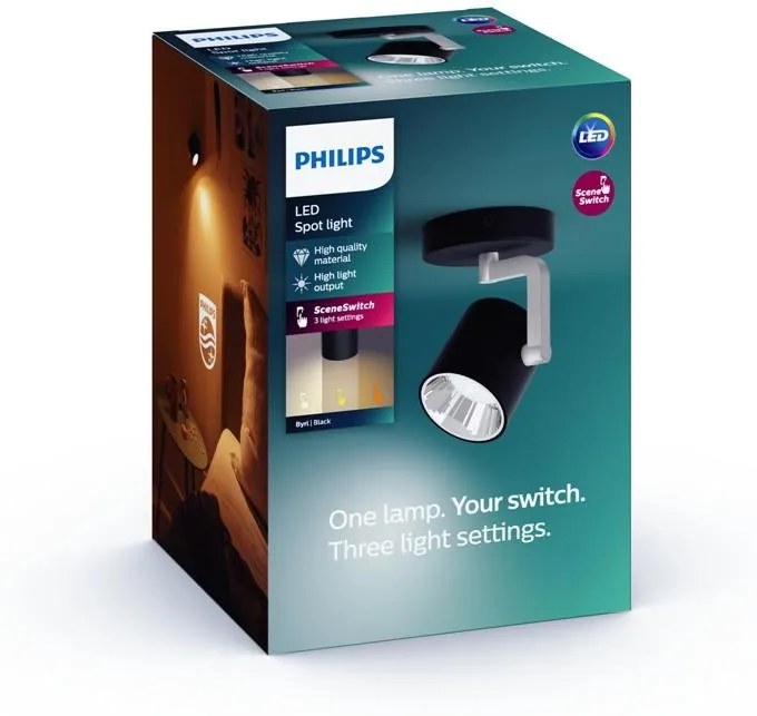 LED Bodové svítidlo Philips Byrl 50671/30/P0 s funkcí SceneSwitch černé