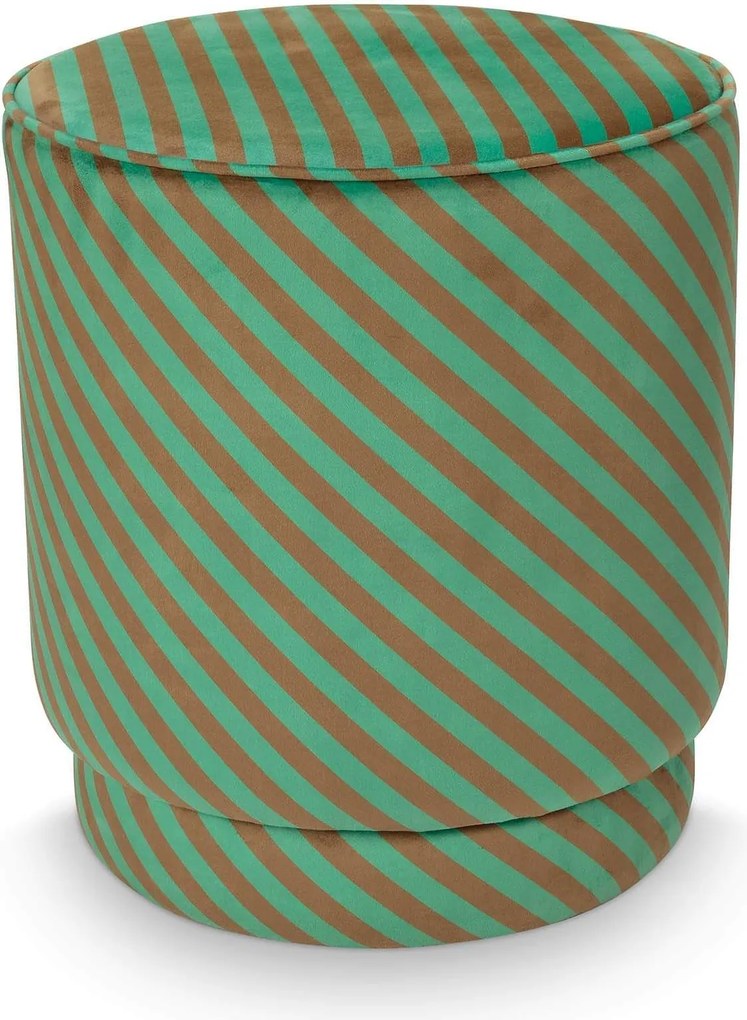 Pip Studio Puf Block Stripe - zelený (Designový taburet)