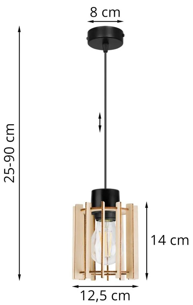 Závěsné svítidlo TIMBER 7, 1x dřevěné stínítko