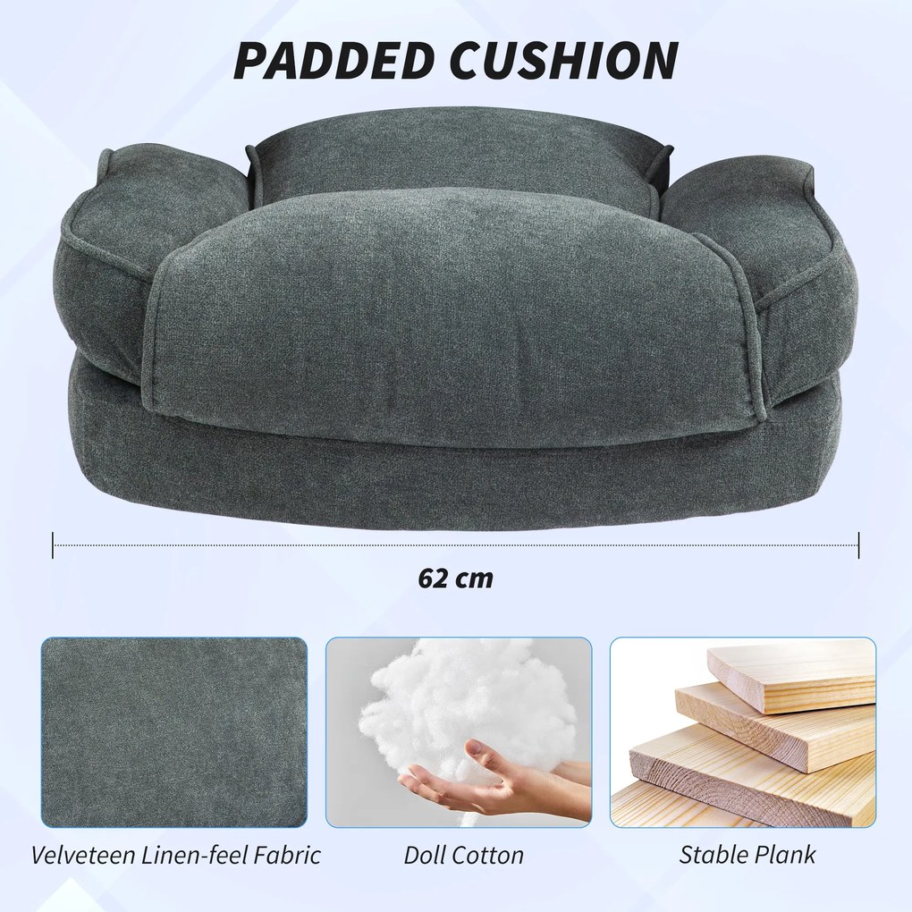 Kancelářská židle HOMCOM, ergonomická kancelářská židle s houpací funkcí, lněný vzhled, výškově nastavitelná židle k PC s funkcí otáčení, silné polšt…
