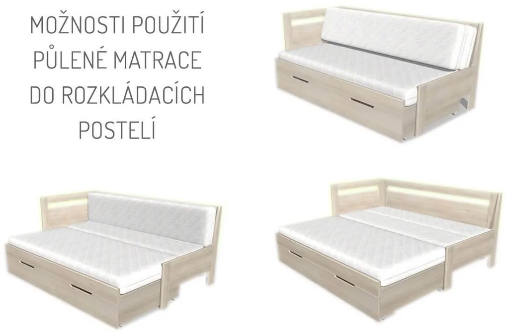 Středně tvrdá zdravotní matrace FERATA - sada k rozkládací posteli, 18cm, 90x200cm, 2x40x200cm (půlená), 120kg