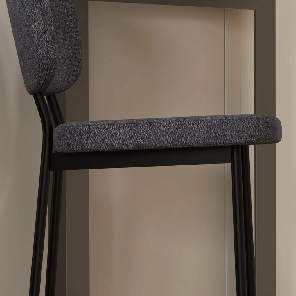 HOMCOM Sada 2 barových stoliček s opěrkou nohou a potahem z lněné látky, rozměry 41Š x 46H x 90V cm, šedá