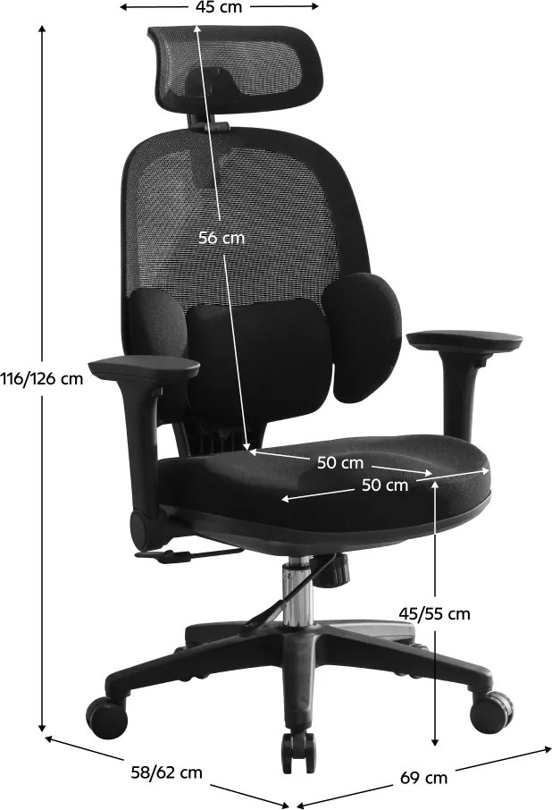Ergonomická kancelářská židle BALANCE - černá síťovina