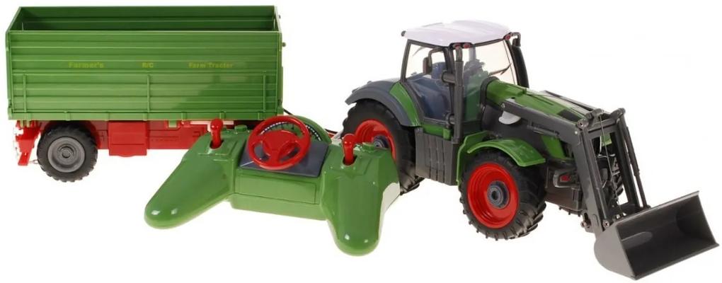 Ramiz RC traktor se zeleným přívěsem 1:28 27MHz