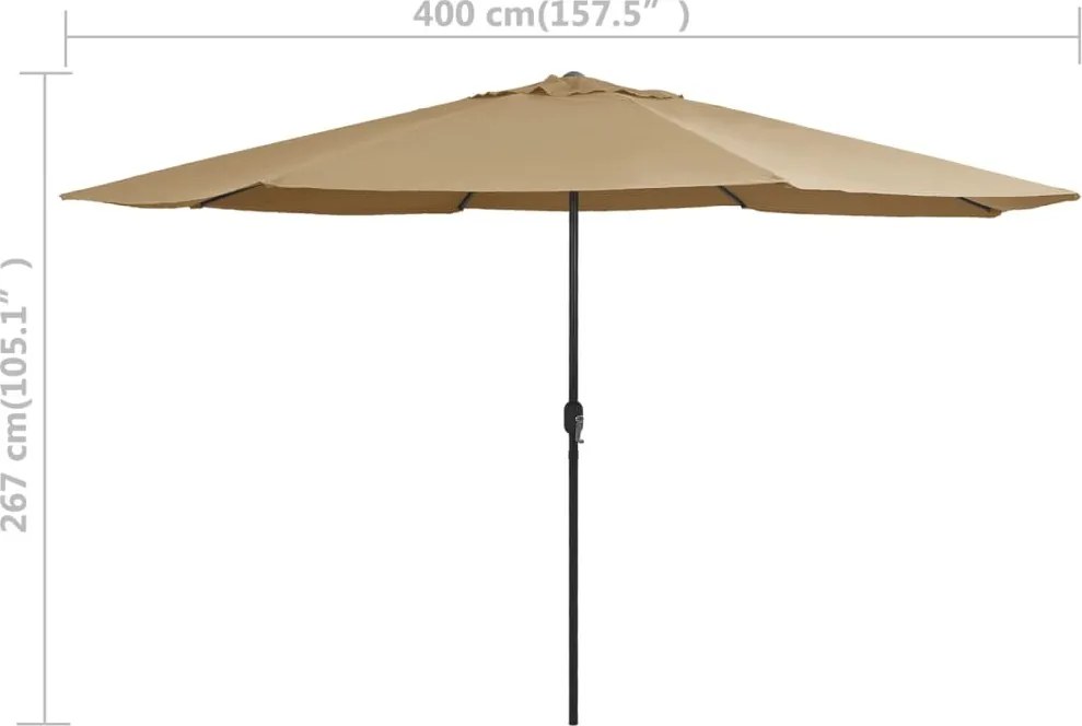 vidaXL Zahradní slunečník s kovovou tyčí 390 cm [47384] Barva: taupe