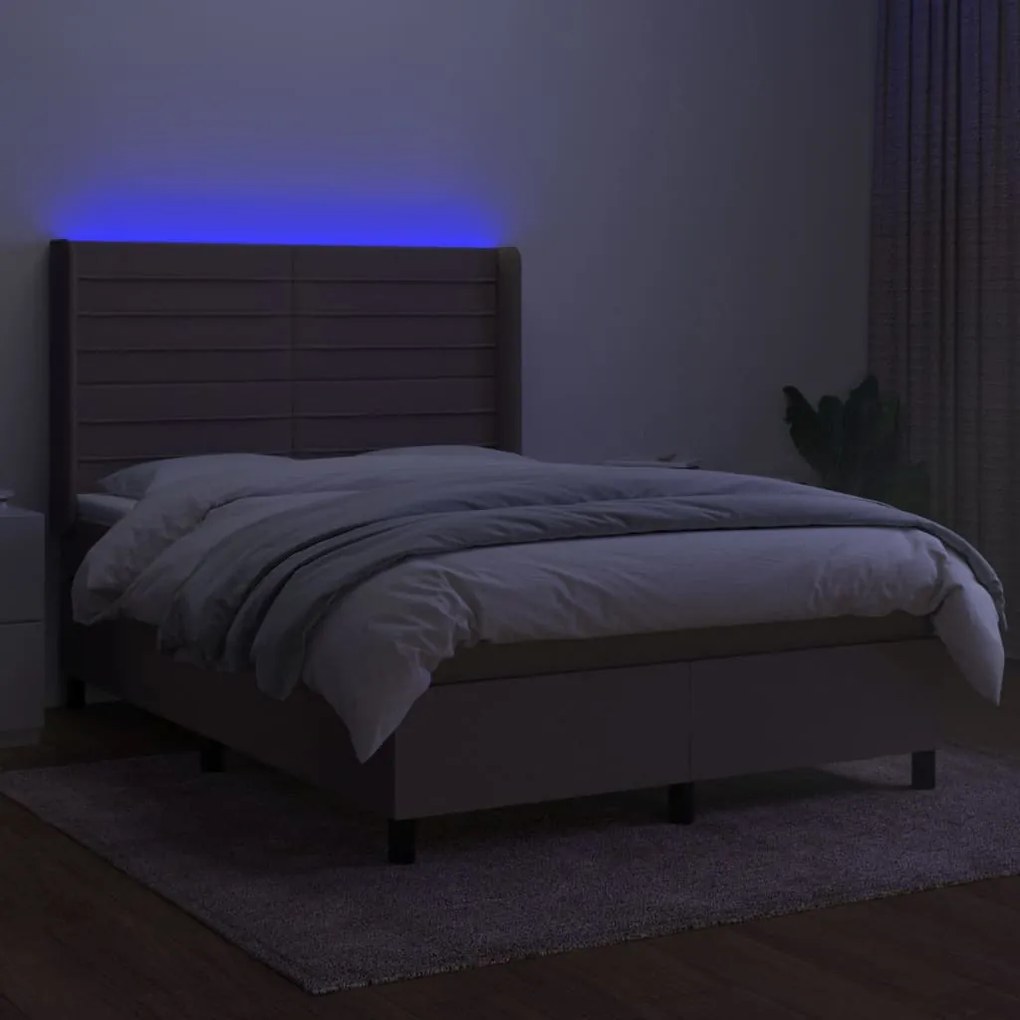 Box spring postel s matrací a LED taupe 140x200 cm textil 3138961