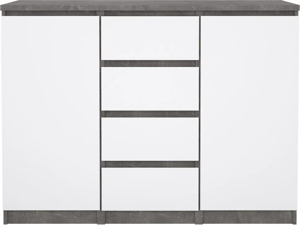 FALCO Komoda Simplicity 236 beton/bílý lesk